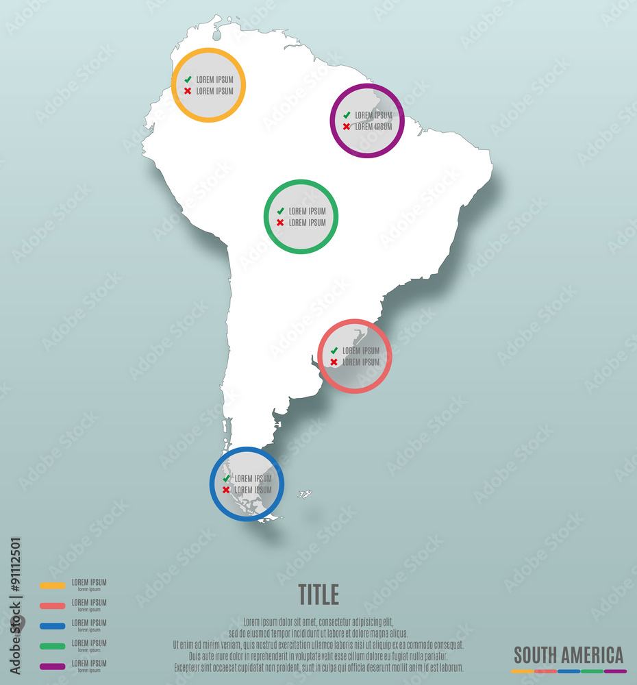 South America Continent Map Infographics Stock Vector | Adobe Stock