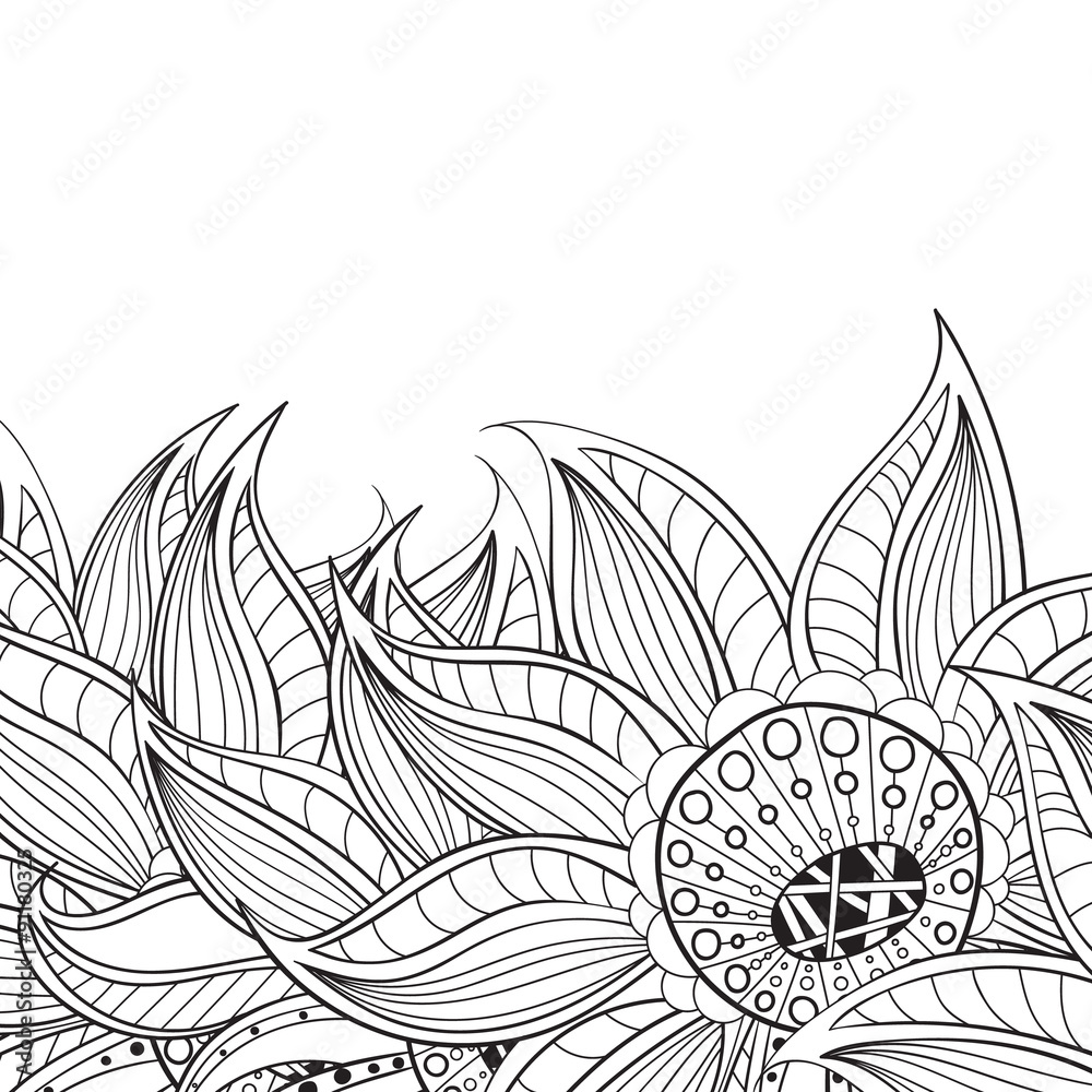 Abstract zentangle decorative border. Doodle black and white wavy ...