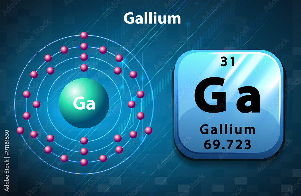 Periodic symbol and diagram of Gallium Stock Vector | Adobe Stock