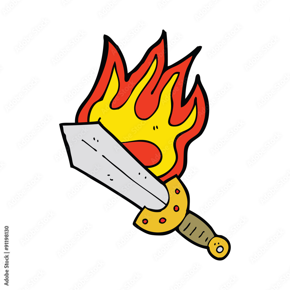 cartoon flaming sword Stock Vector | Adobe Stock