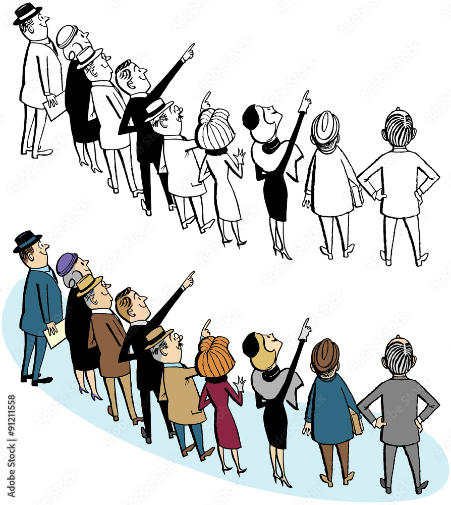 Person Pointing At Crowd