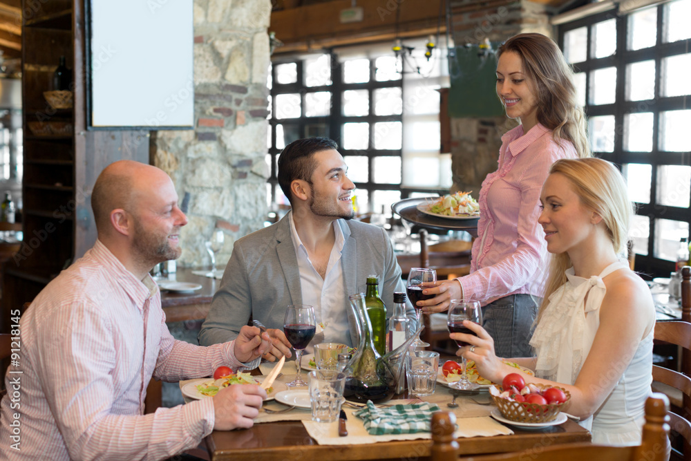 People having dinner rural restaurant Stock-Foto | Adobe Stock