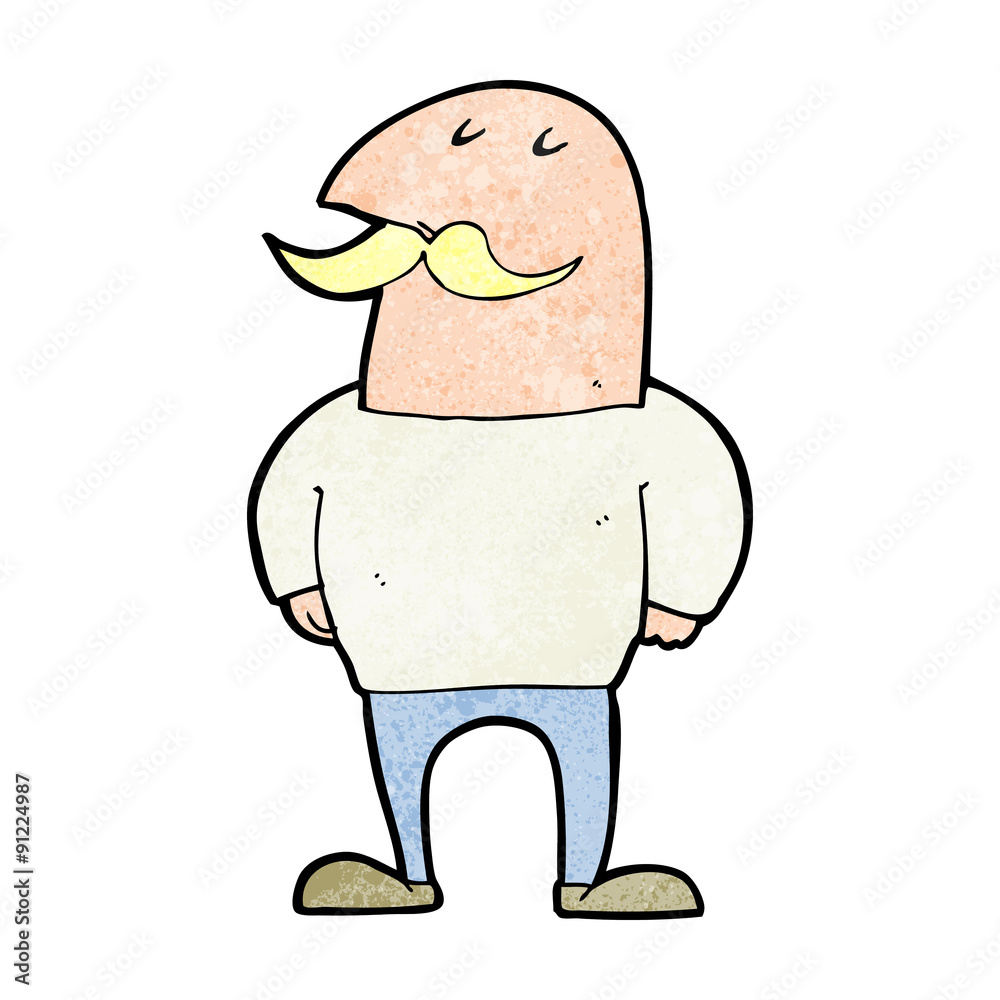 cartoon bald man with mustache Stock Vector | Adobe Stock