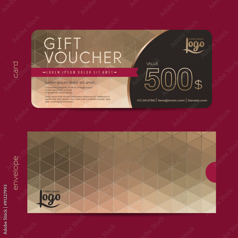 Gift voucher template with colorful pattern,cute gift voucher ...