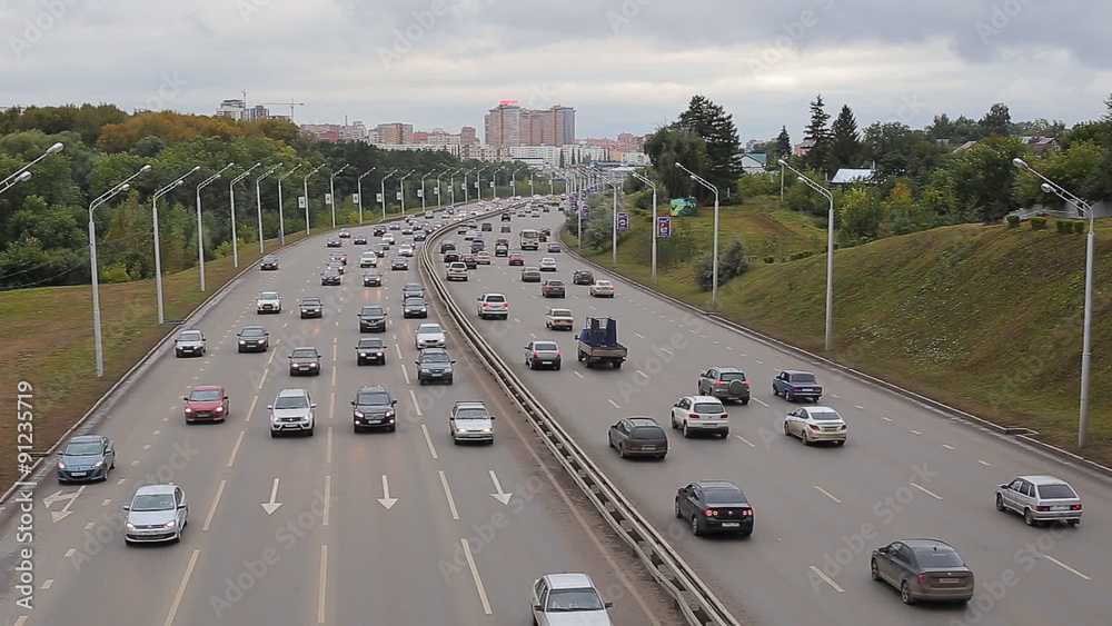 Car Traffic Jam On The Highway Stock ビデオ | Adobe Stock