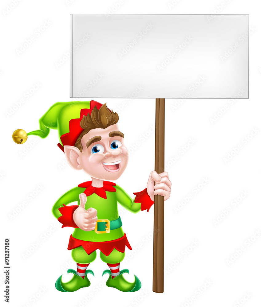 Cartoon Elf Sign Stock Vector | Adobe Stock
