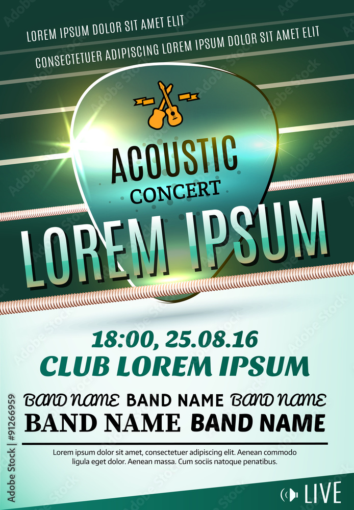 Modern poster for a acoustic concert or a rock festival. Vector ...