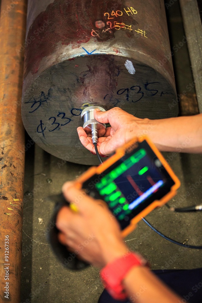 Ultrasonic test round bar forge for finding internal defect Stock Photo ...