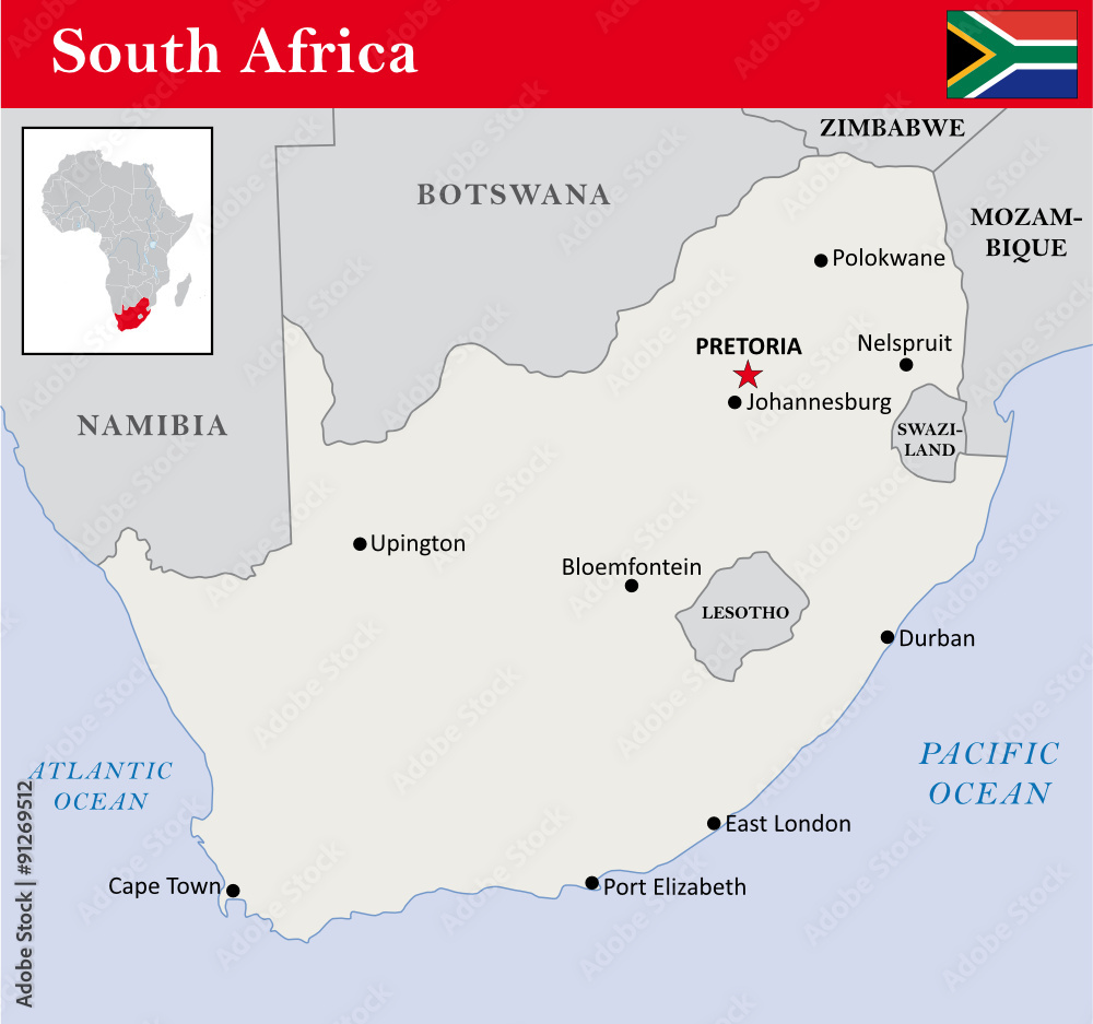 simple outline map of South Africa Stock Vector | Adobe Stock