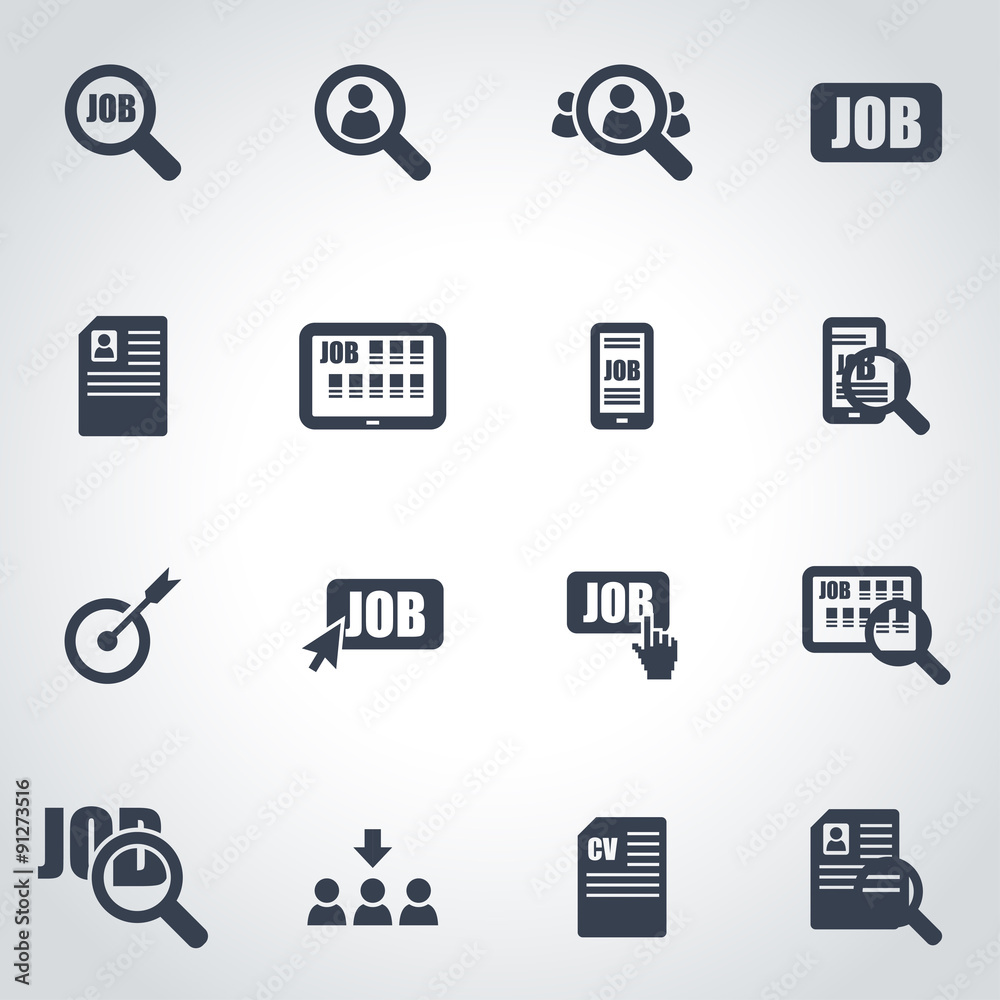 Vector black job search icon set Stock Vector | Adobe Stock