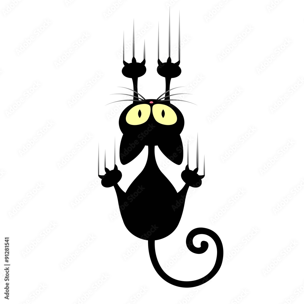 Vector Illustration of a Cartoon Cat Scratching Wall Stock Vector ...