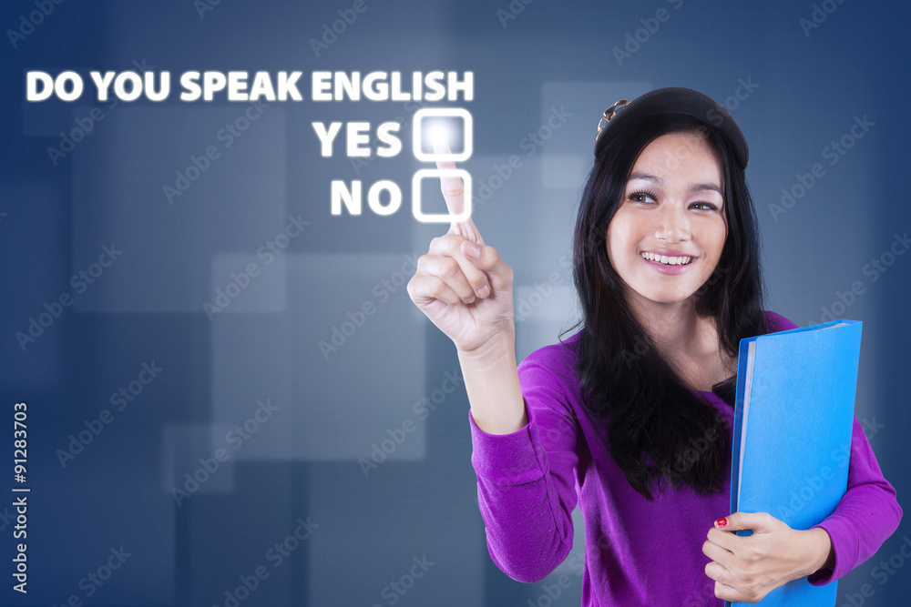 Teenage girl learn english speaking Stock-Foto | Adobe Stock