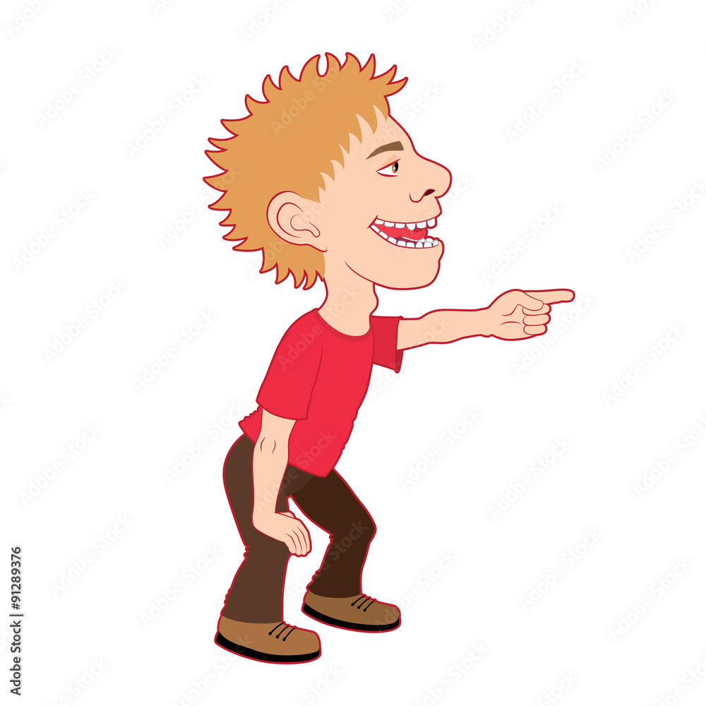 Vector illustration of a cartoon bully boy pointing his finger ...