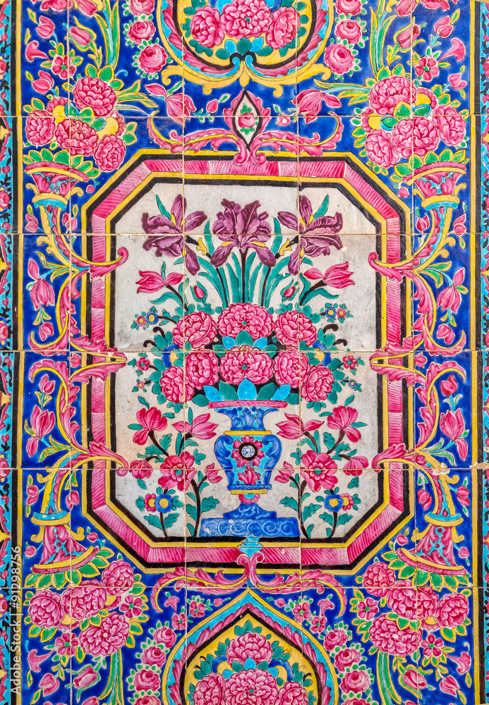 Nasir Al-Mulk Mosque painted tiles Stock Photo | Adobe Stock