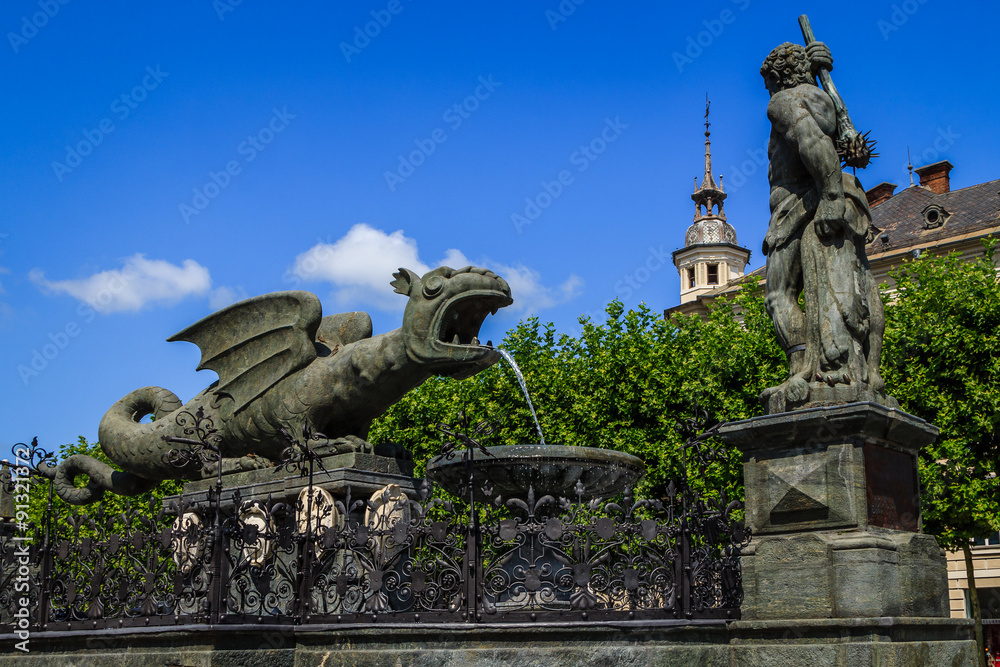 Lindwurmbrunnen in Klagenfurt Stock Photo | Adobe Stock Lindwurmbrunnen in Klagenfurt Stock Photo | Adobe Stock