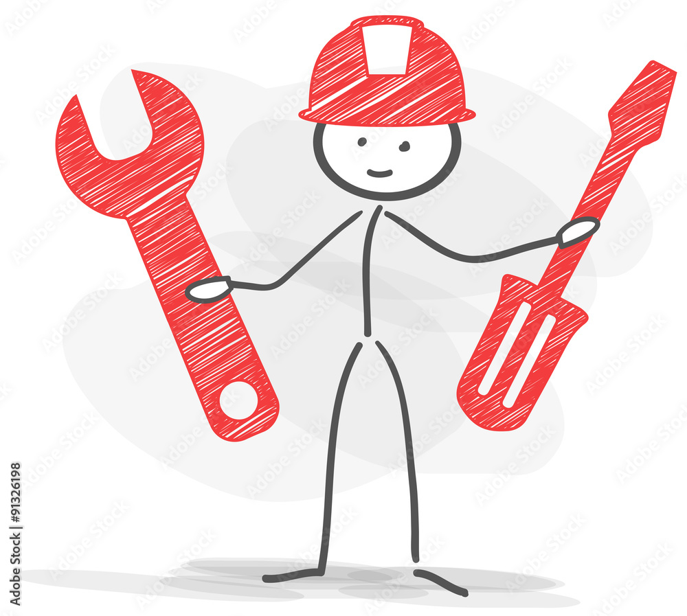 stickman worker red vector de Stock | Adobe Stock