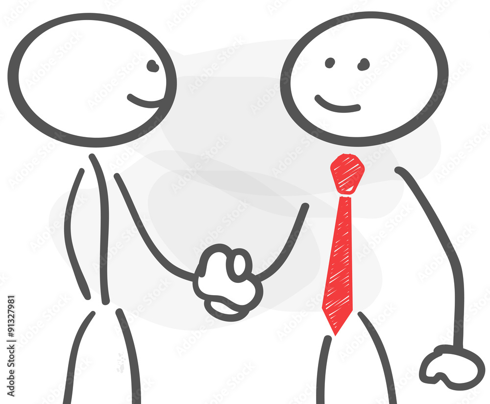 stickman handshake business man red Stock Vector | Adobe Stock