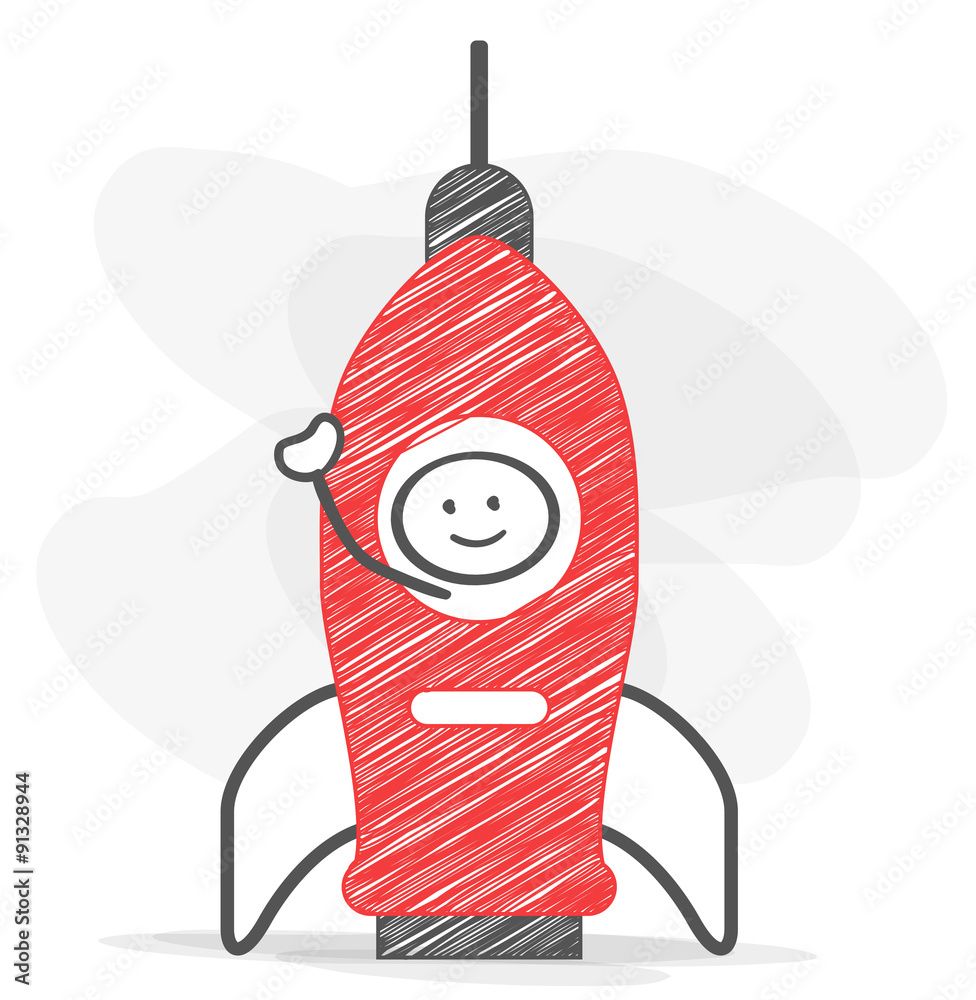 stickman rocket red Stock Vector | Adobe Stock