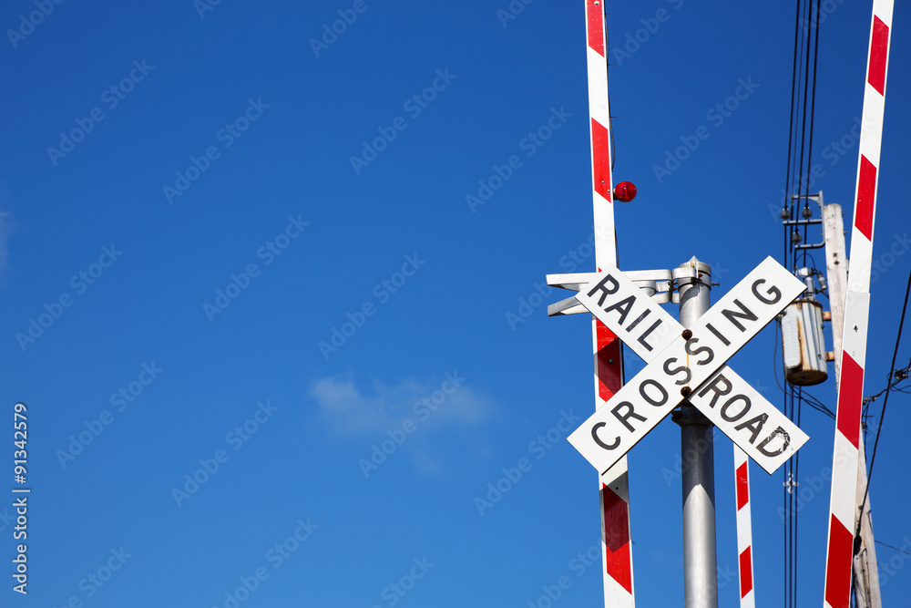Railroad crossing sign Stock Photo | Adobe Stock
