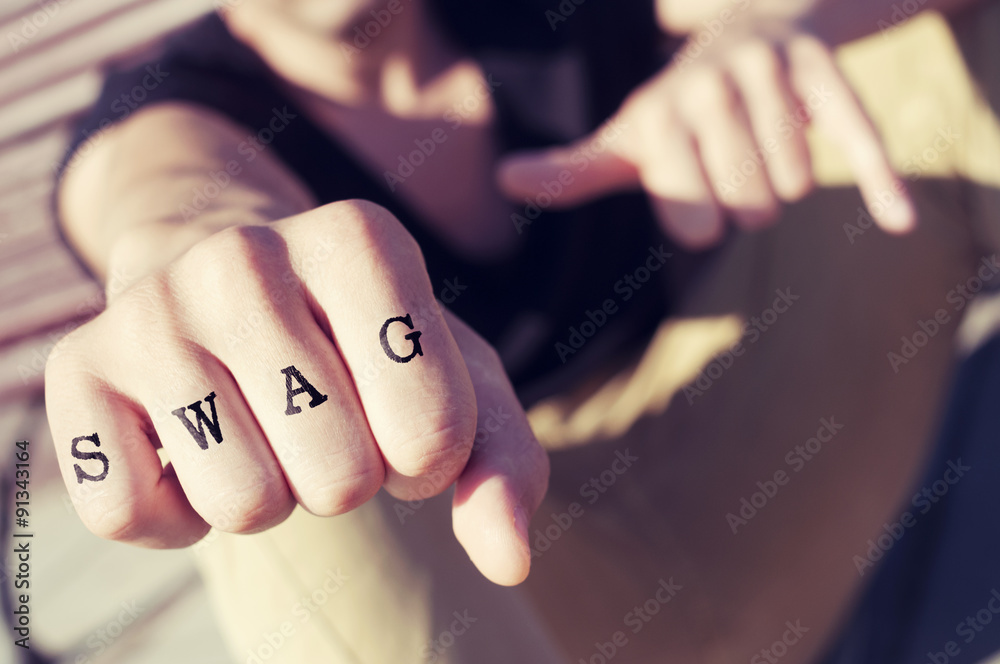 Swag Hand Tattoos Wipe Your Nose Baby Boy Purple Hair Hand On Mouth