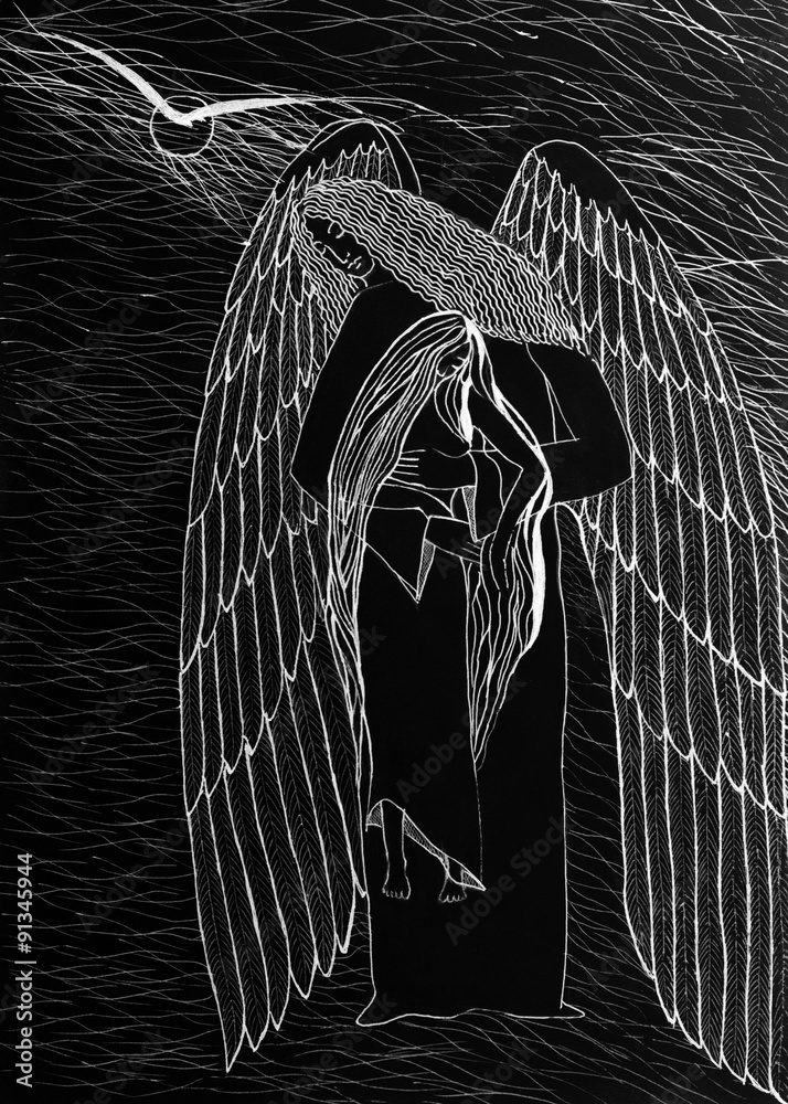 Sad Angel Girl Drawing