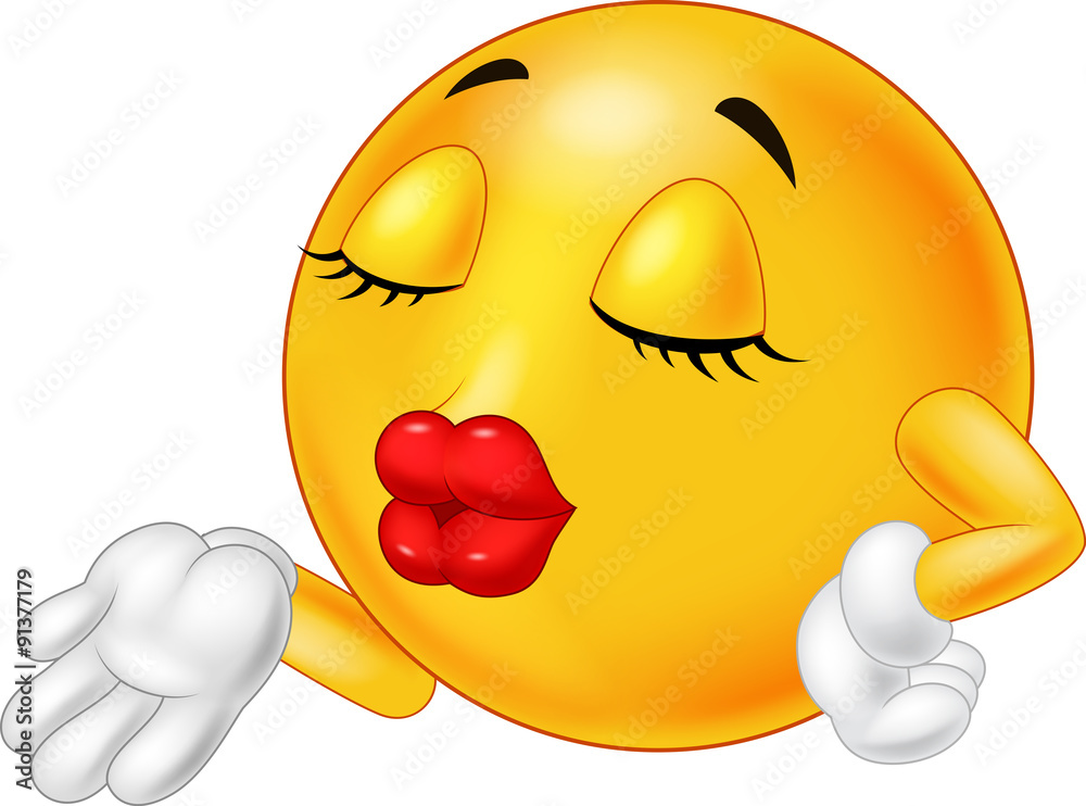 Emoticon smiley blowing a kiss Stock Vector | Adobe Stock
