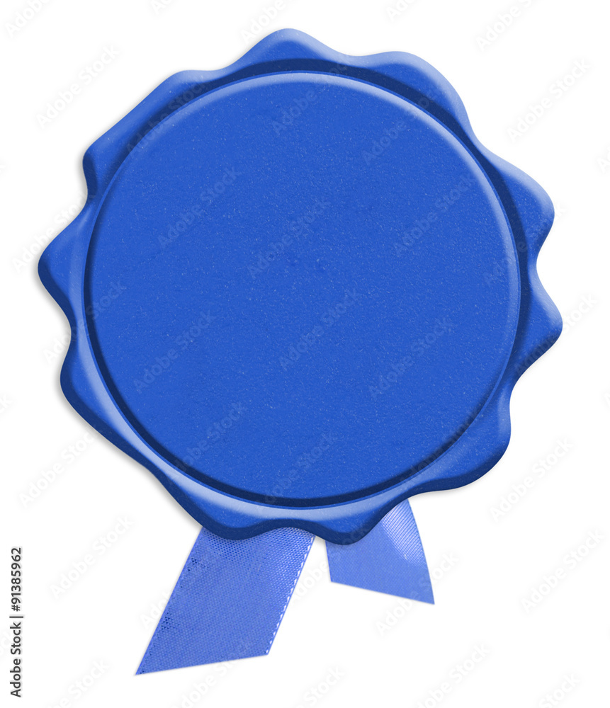 cachet de cire bleu et ruban Stock-Foto | Adobe Stock