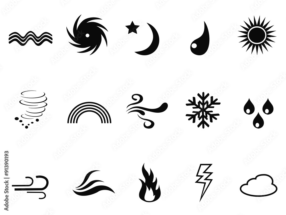 black nature element icons set Stock Vector | Adobe Stock