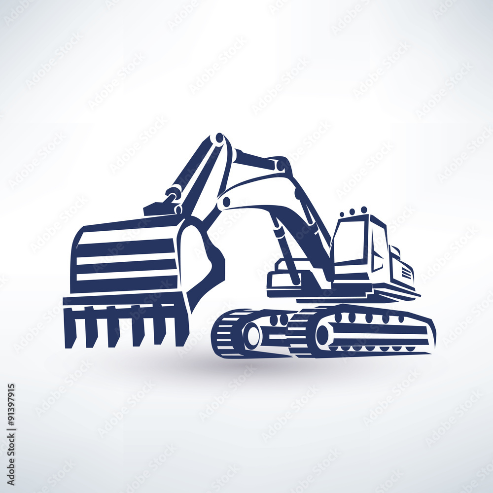 excavator symbol, stylized vector silhouette Stock Vector | Adobe Stock