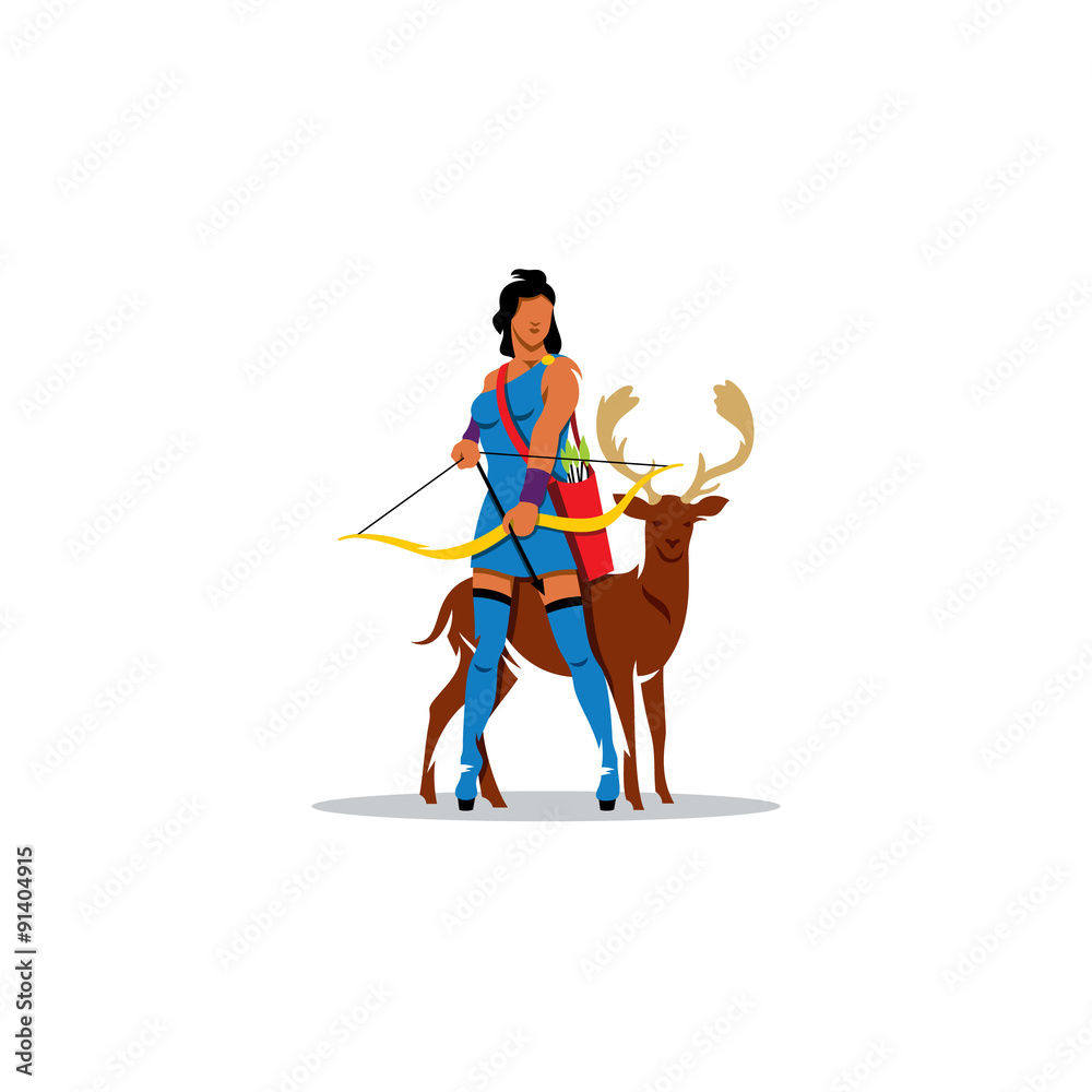 Artemis sign. Mythological Greek Goddess of hunting, wild animals ...