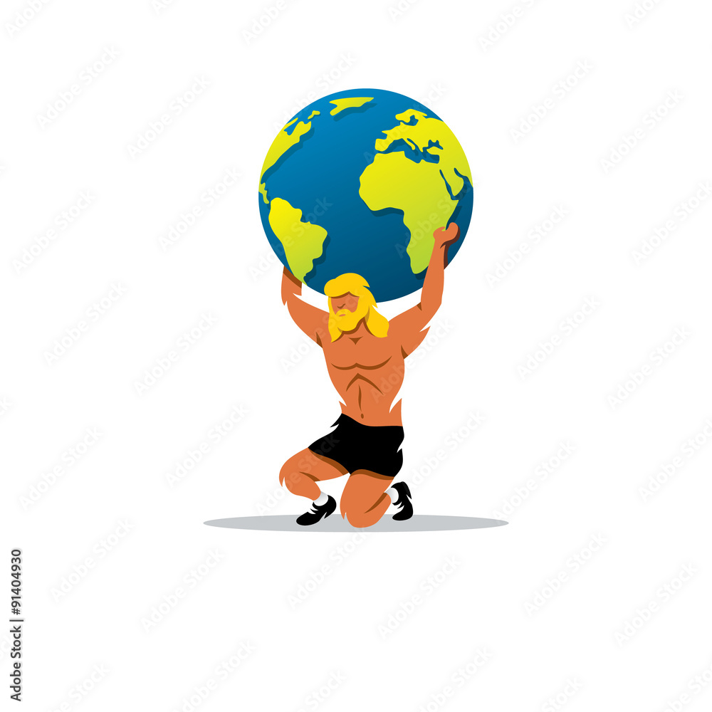 Atlas sign. In Greek mythology, the mighty Titan, holding on his ...