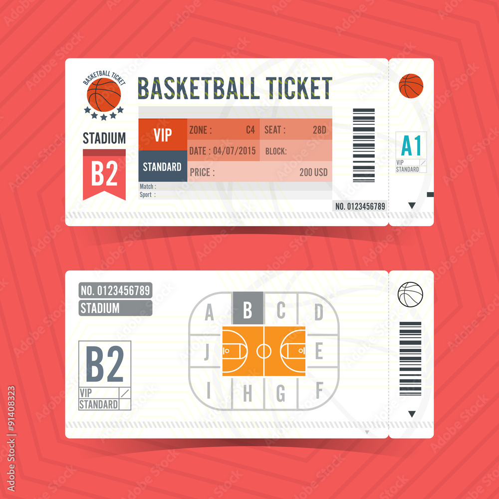 Basketball Ticket Card modern element design Stock Vector | Adobe Stock