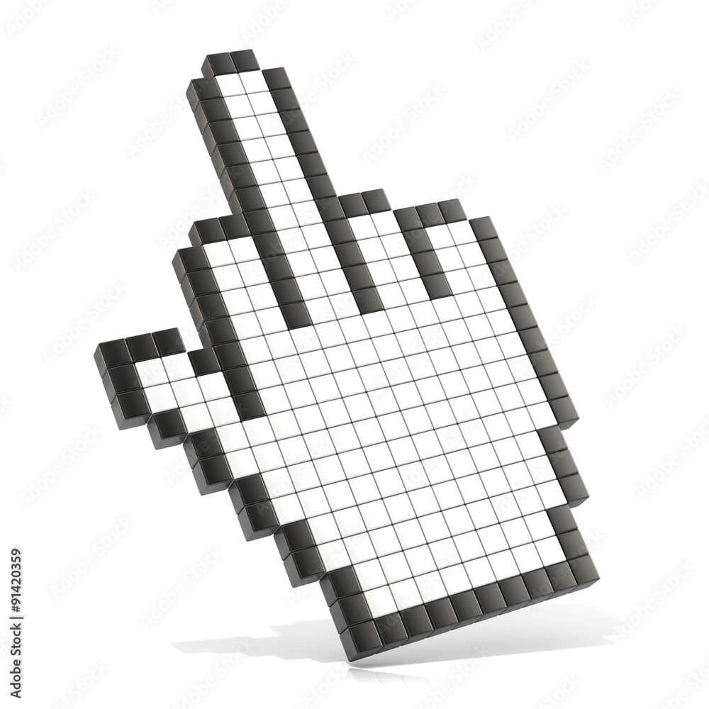 Cursor middle finger. 3D render illustration isolated on white ...