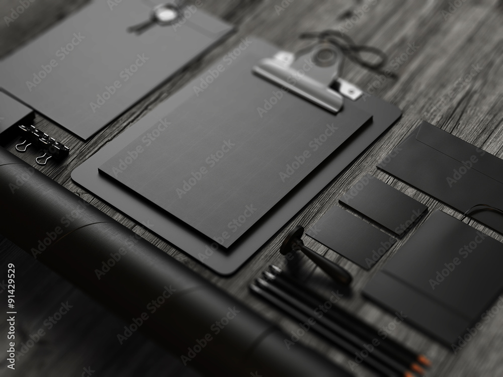 Set of black mockup elements . 3d render Stock Illustration | Adobe Stock