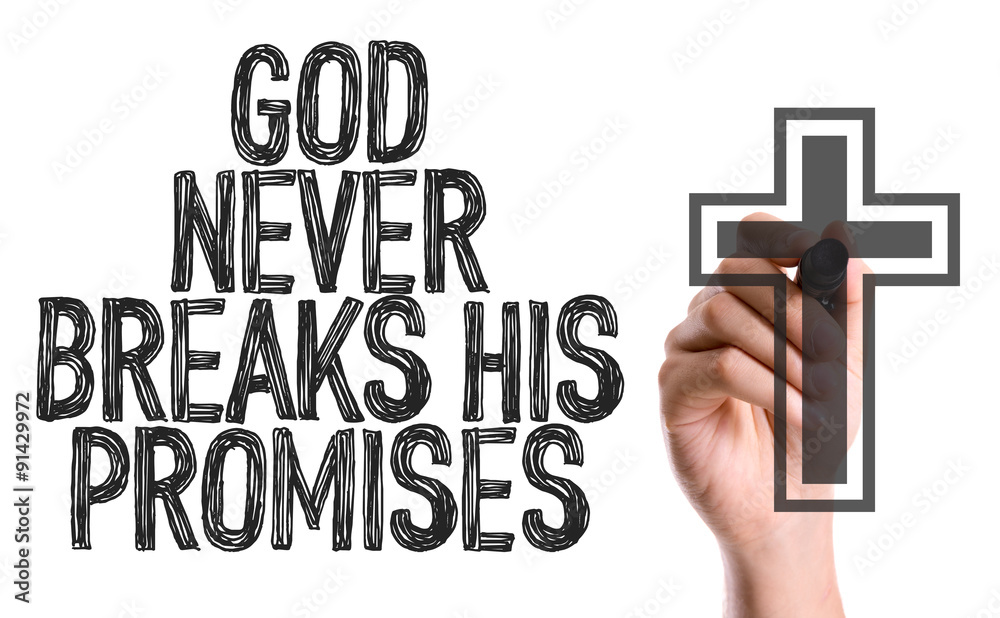Hand with marker writing: God Never Breaks His Promises foto de Stock ...