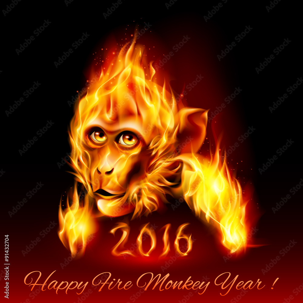 Fire Monkey Stock Vector | Adobe Stock