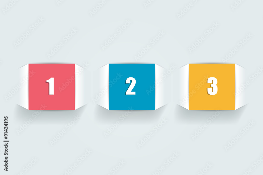 3 Steps tutorial, chart, diagram. One, two, three concept. Stock Vector ...