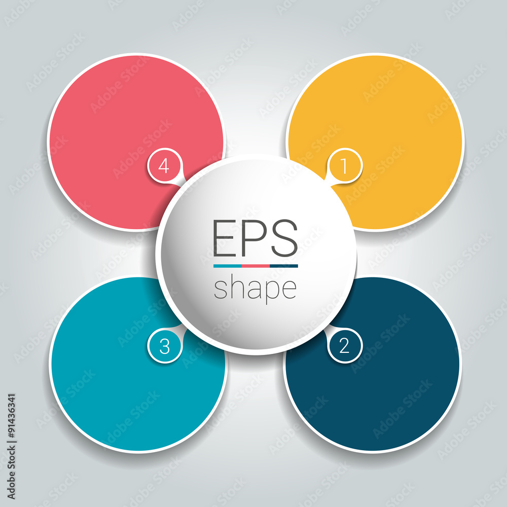 Round infographic 4 steps net flow chart. Diagram, graph, chart ...