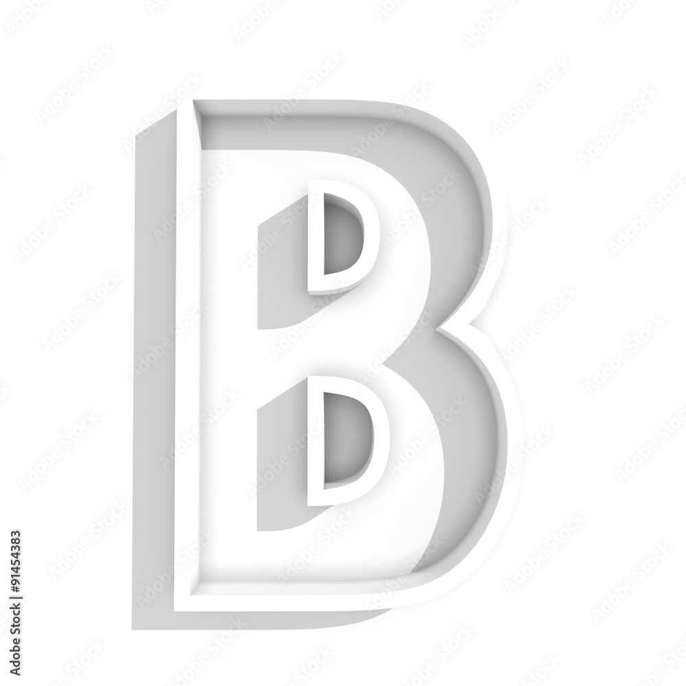 white isolated letter B in white background with shadow Stock ...