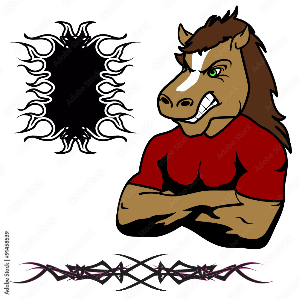 angry horse muscle cartoon set in vector fromat Stock Vector | Adobe Stock