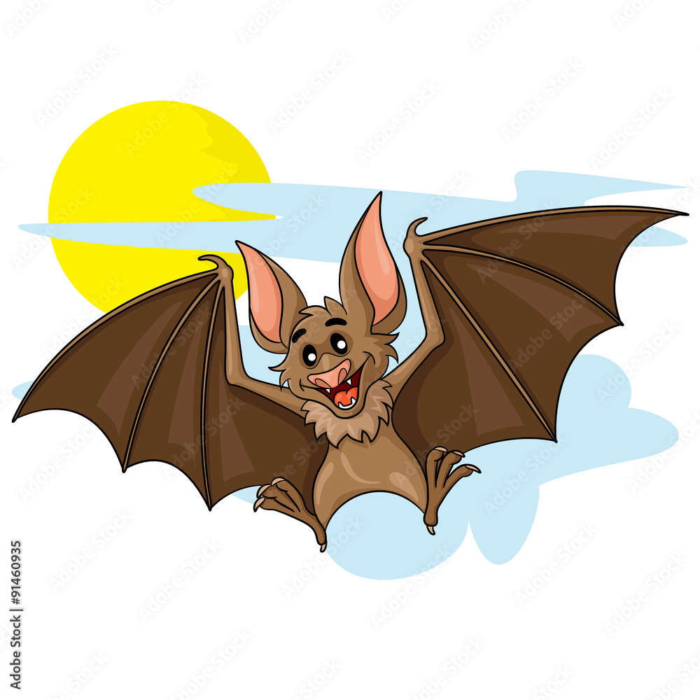 Bat Cartoon Illustration of cute cartoon bat. Stock Vector | Adobe Stock