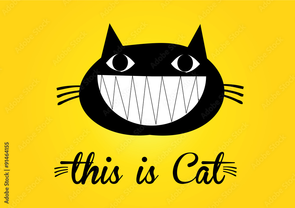 This is cat, cat vector, cute cat colorful. yellow background Stock ...