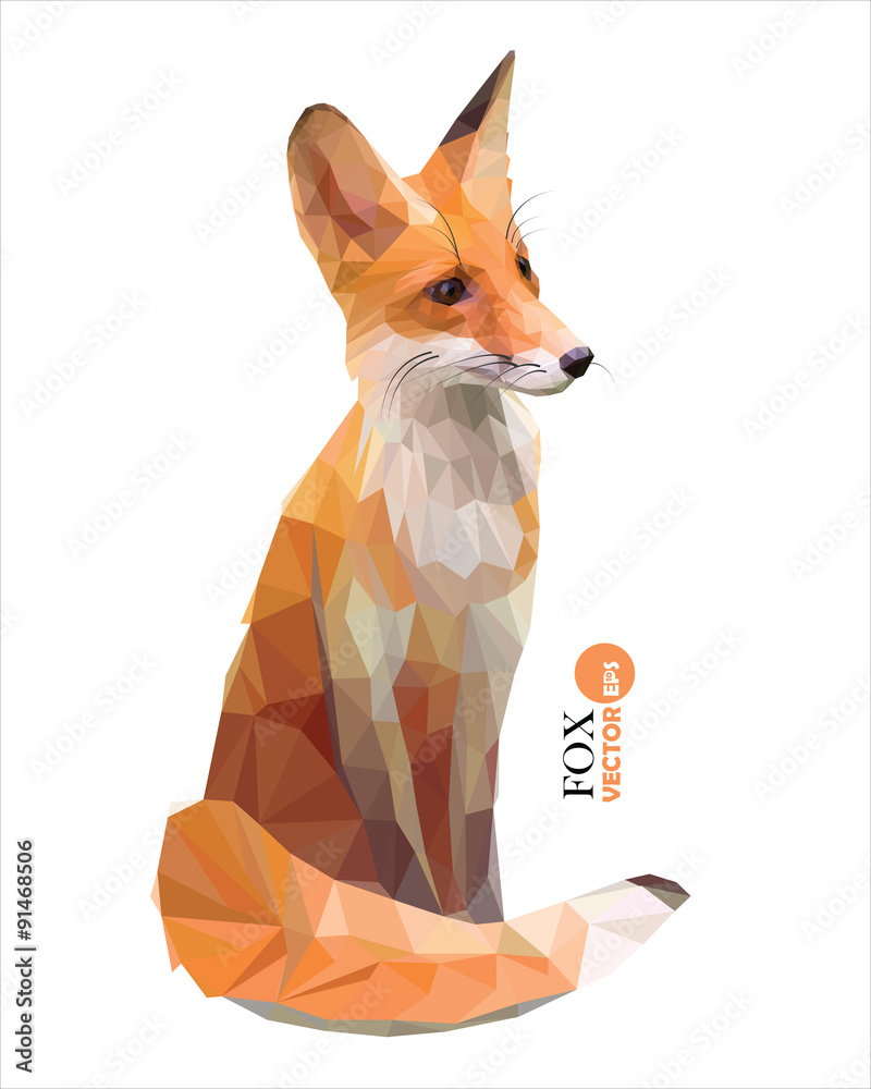 vector red Fox in polygonal style in the "style low-poly" , Fox ...
