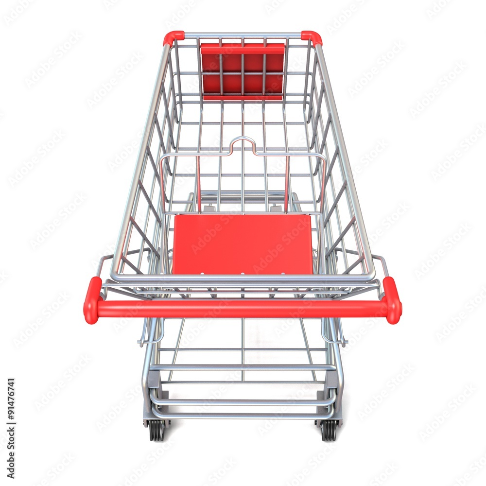Shopping cart, top view. 3D render illustration isolated on white ...