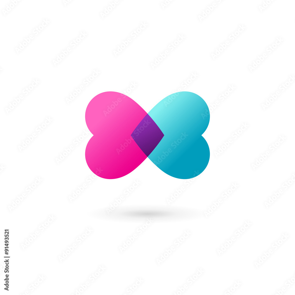 Heart symbol butterfly logo icon design template. May be used in Stock ...