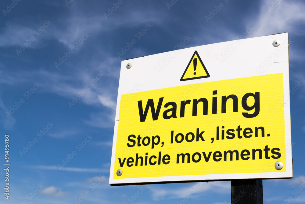 Warning Sign Stop Look Listen Stock Photo | Adobe Stock