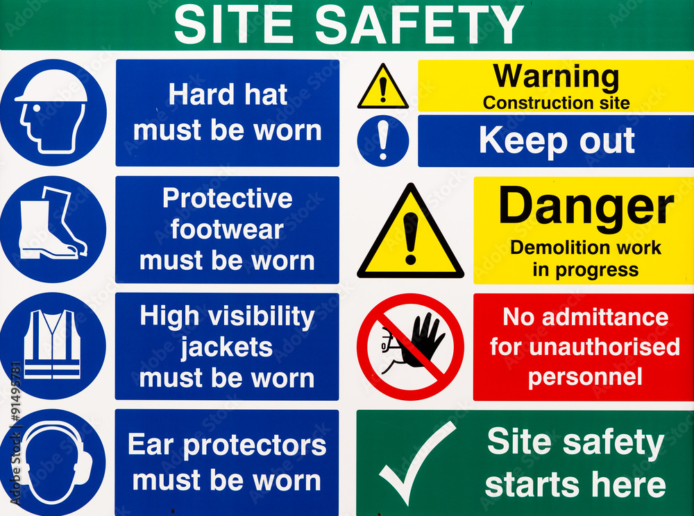 Site Saftey Warning Signs Stock Illustration | Adobe Stock