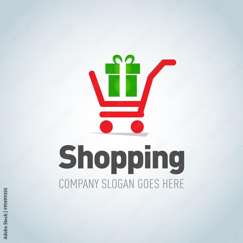 Shopping logotype. Shopping cart with present logo design vector ...