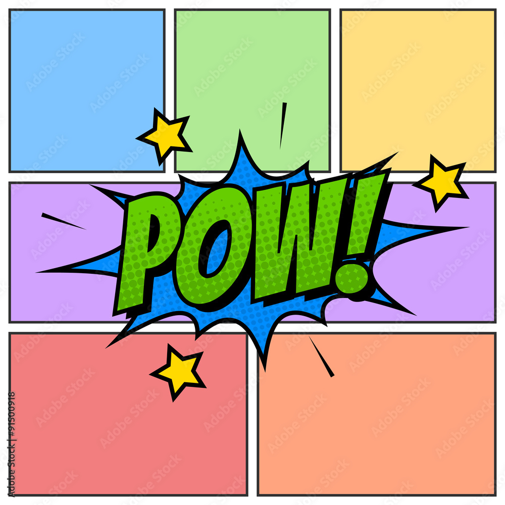 Pow Comic Book Cartoon Background Though Speech Scream Bubble Effects ...