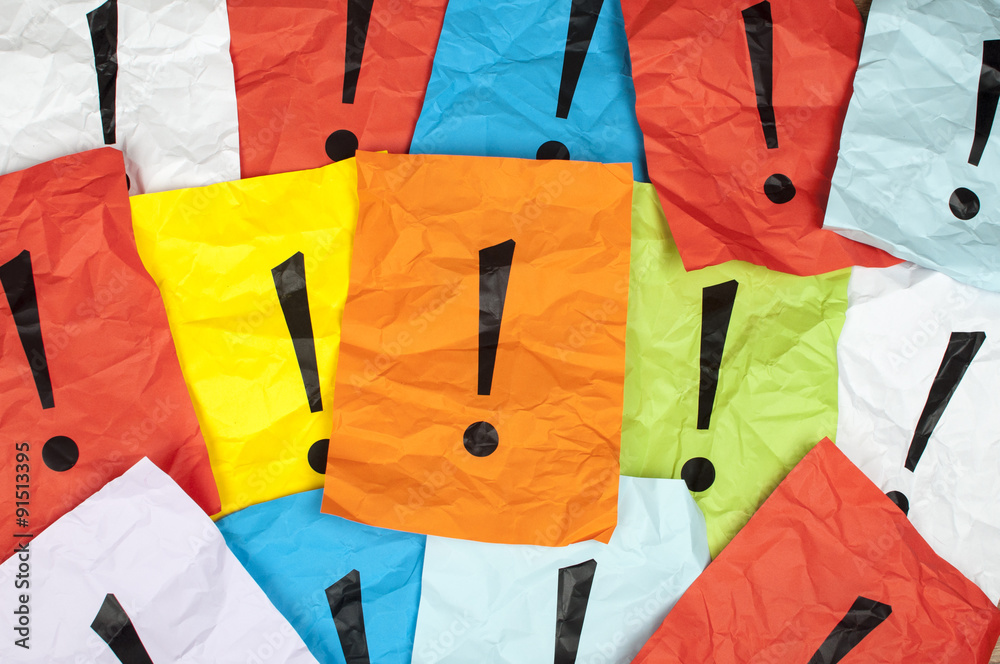 exclamation mark on sheet of paper Stock Photo | Adobe Stock